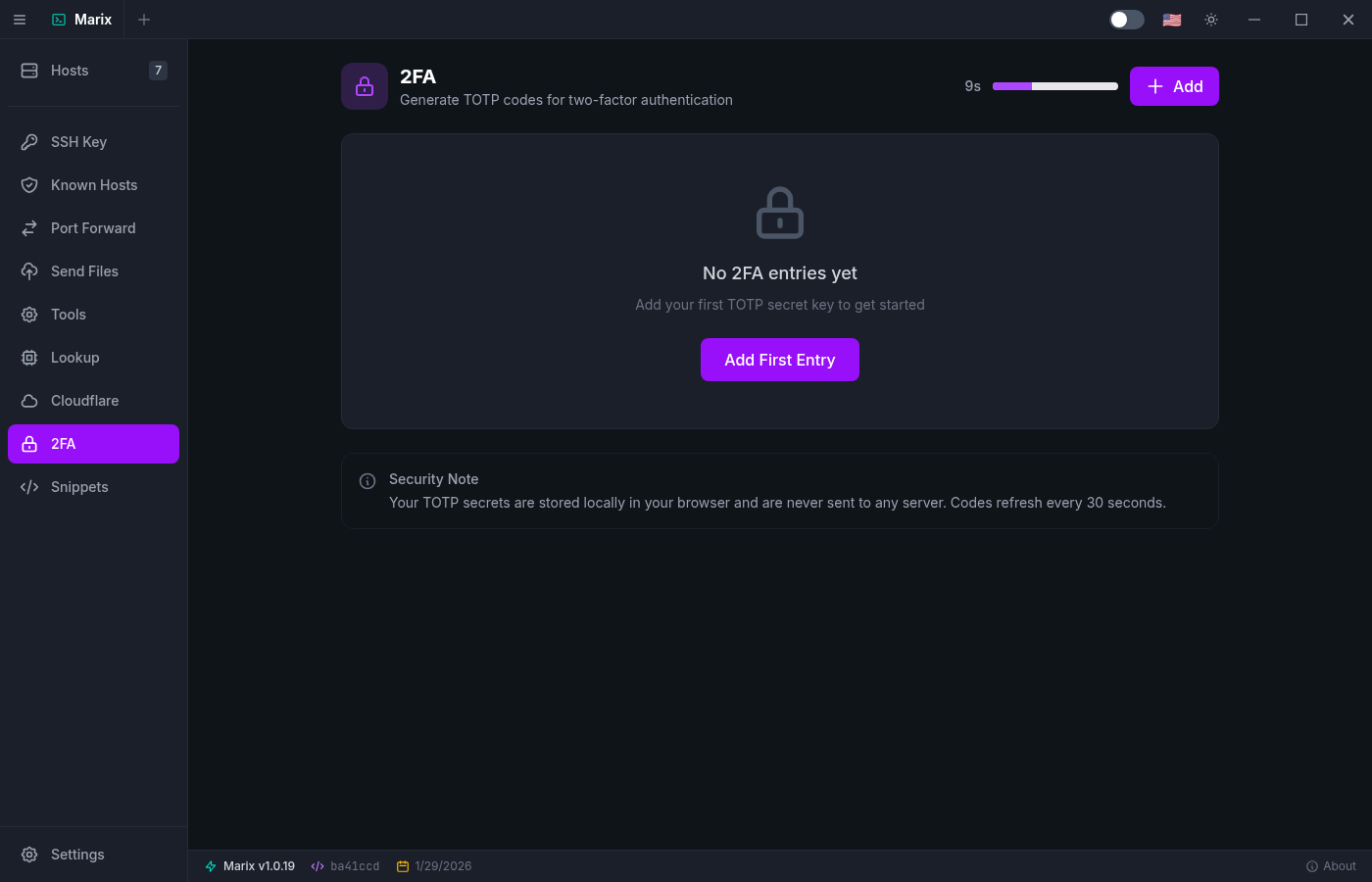 Marix - Modern Zero-Knowledge SSH Client