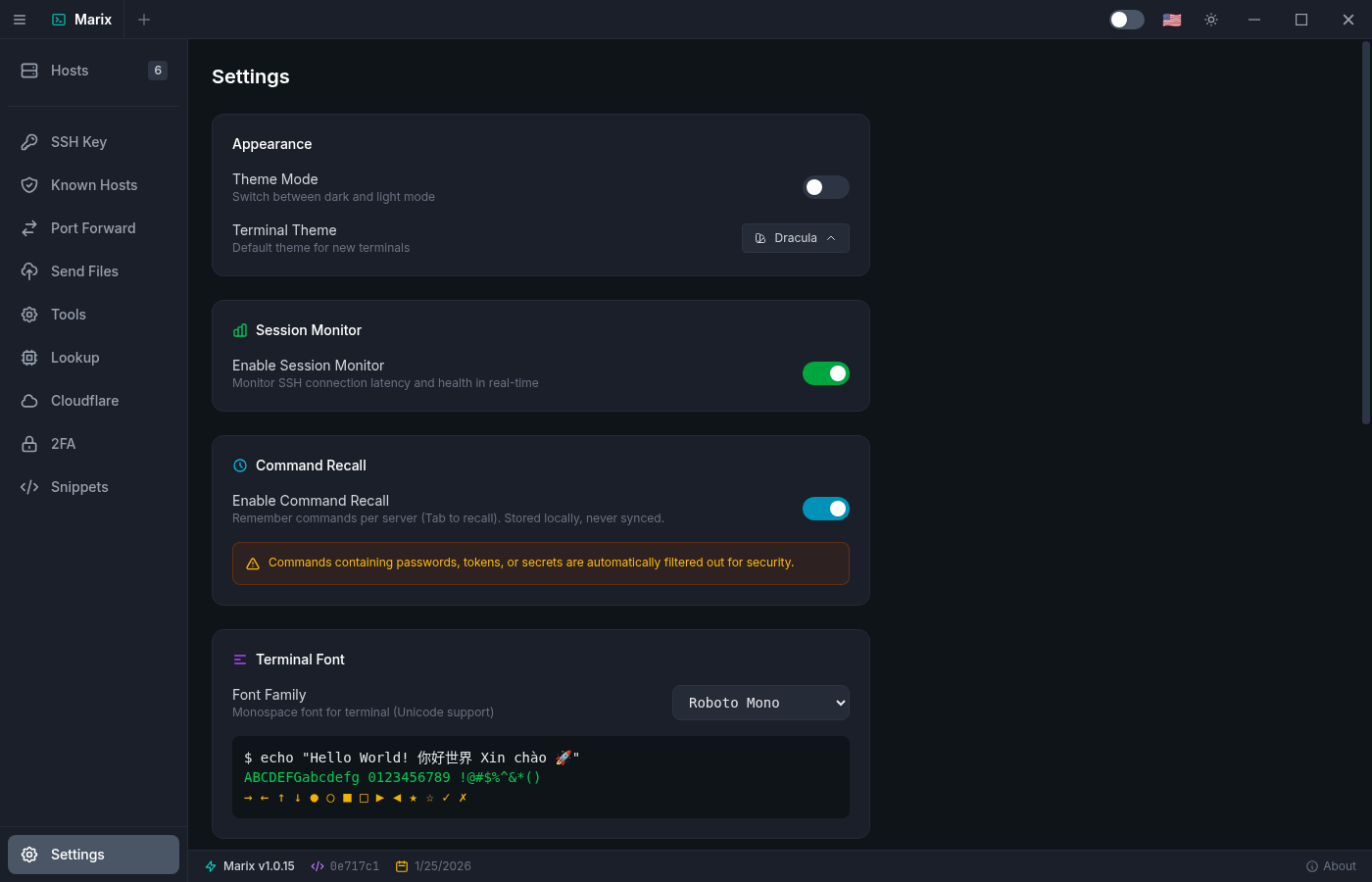 Marix - Modern Zero-Knowledge SSH Client