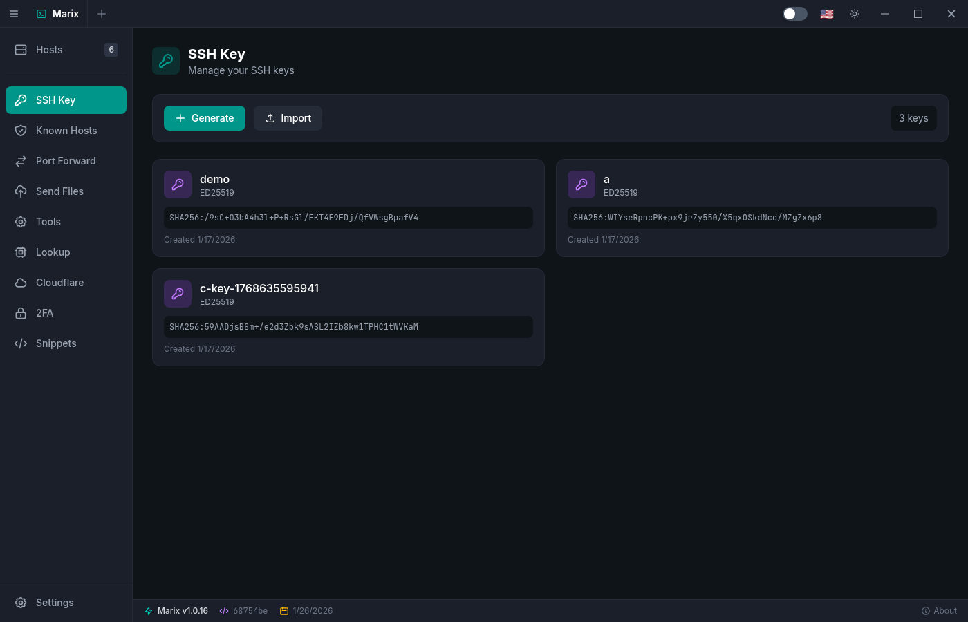 Marix - Modern Zero-Knowledge SSH Client
